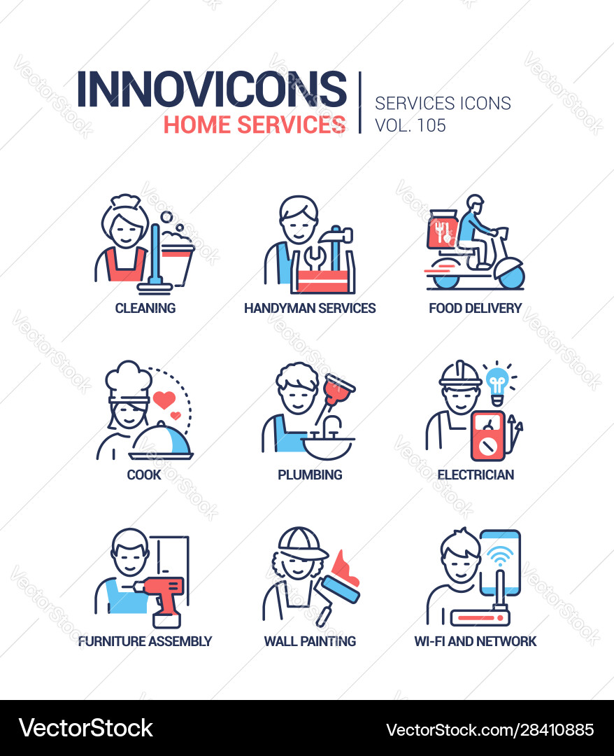 Home services - line design style icons set Vector Image
