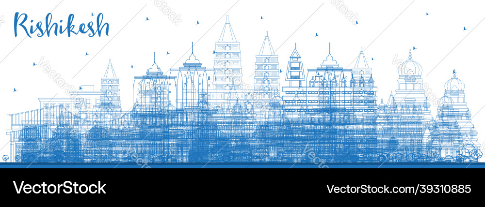 Outline rishikesh india city skyline with blue Vector Image