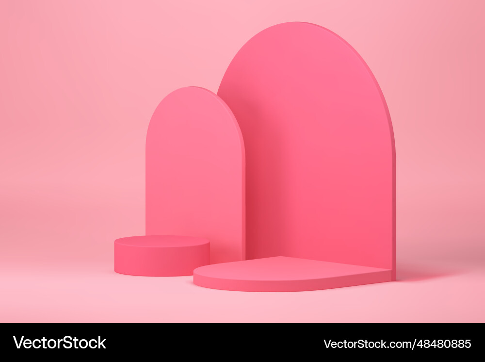 Pink elegant 3d podium semicircle pedestal Vector Image