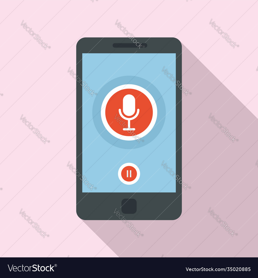 Smartphone audio recording icon flat style Vector Image