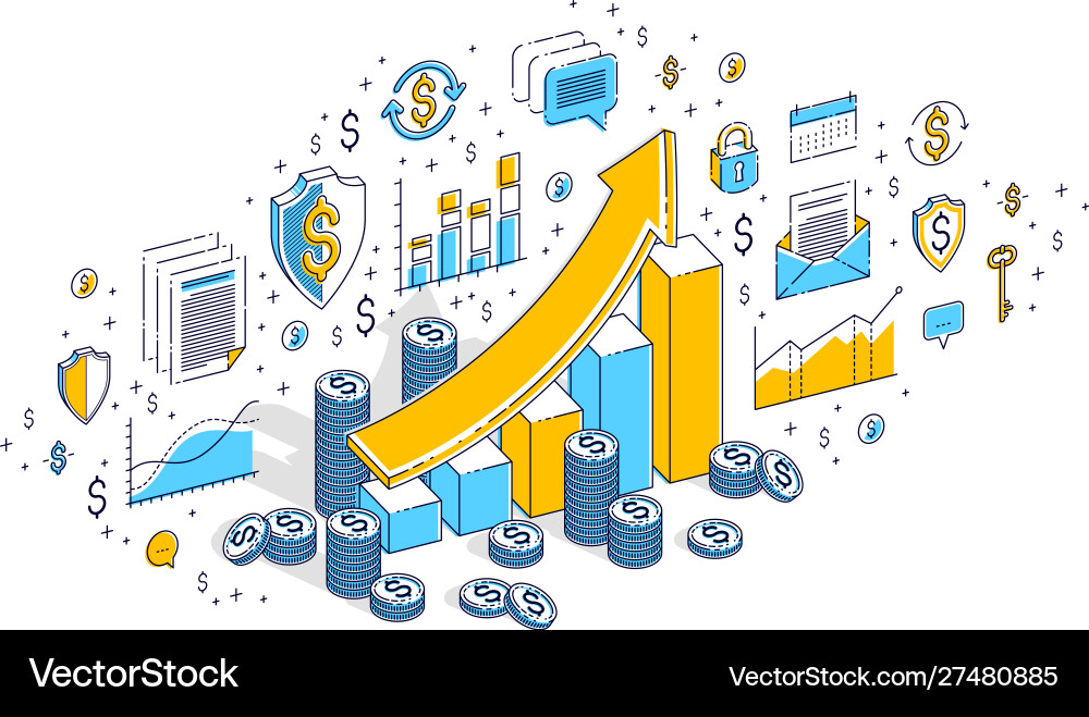 Success and income increase concept growth chart Vector Image