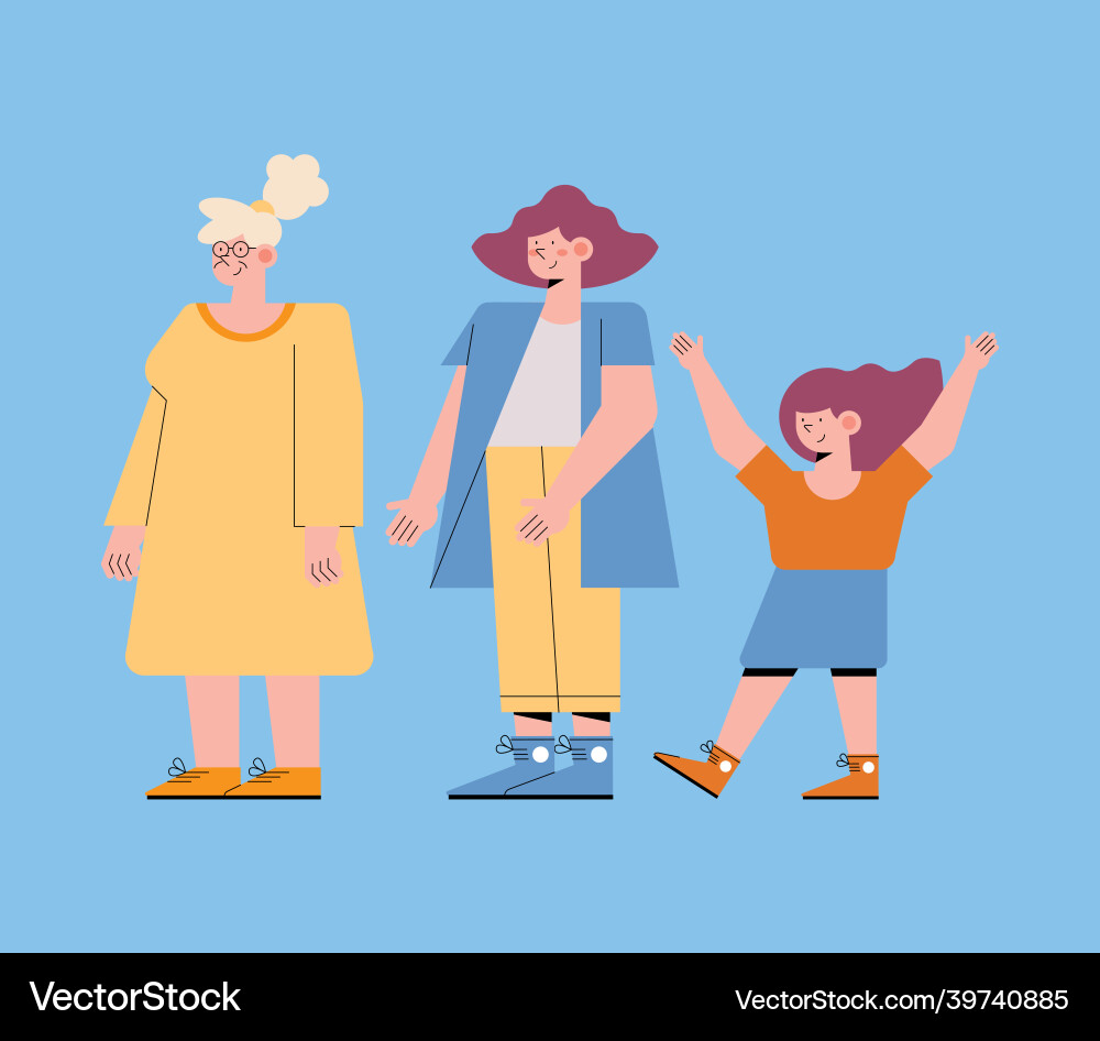 Three family female members Royalty Free Vector Image