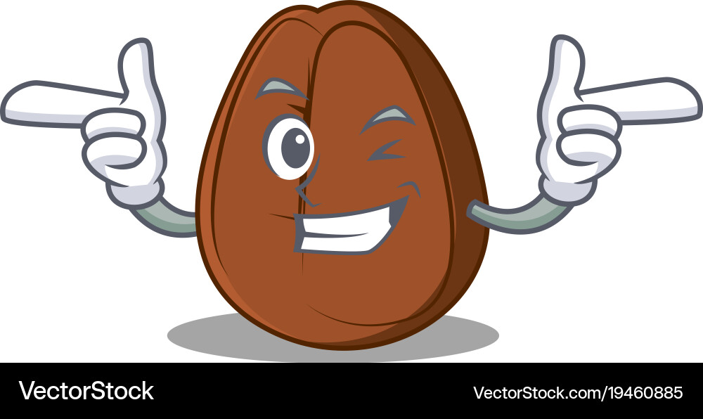 Wink coffee bean character cartoon Royalty Free Vector Image