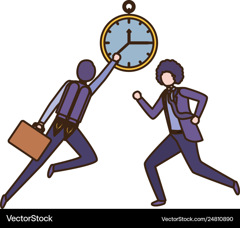 Businessmen with rocket and clock avatar character