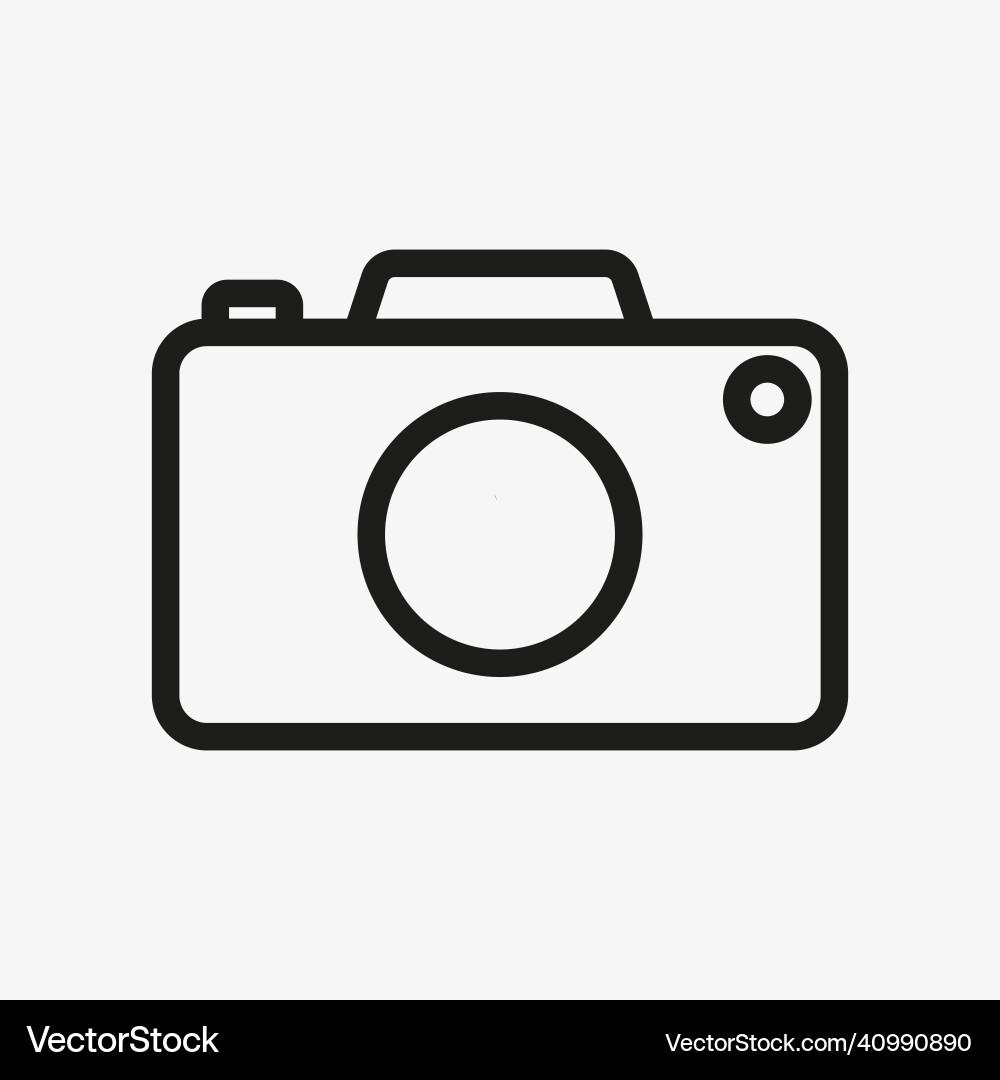 Camera outline icon photo line symbol Royalty Free Vector