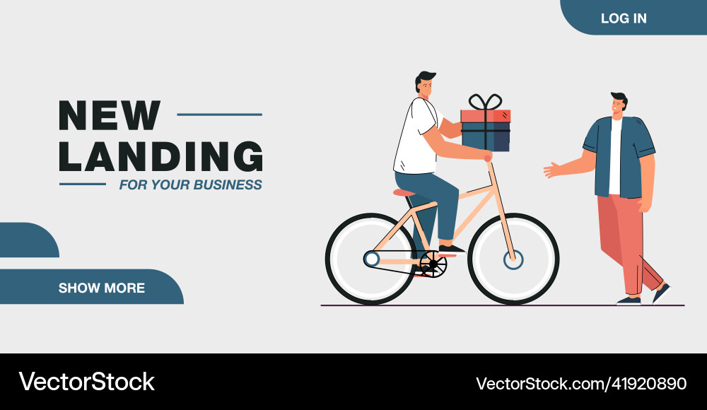 Cartoon man on bicycle delivering gift Royalty Free Vector