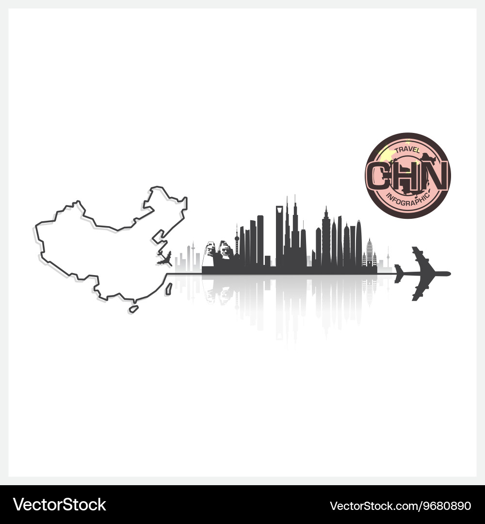 China skyline buildings silhouette background Vector Image