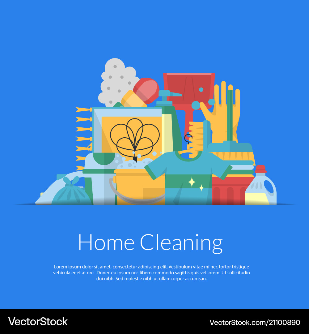 Cleaning flat icons in paper pocket Royalty Free Vector
