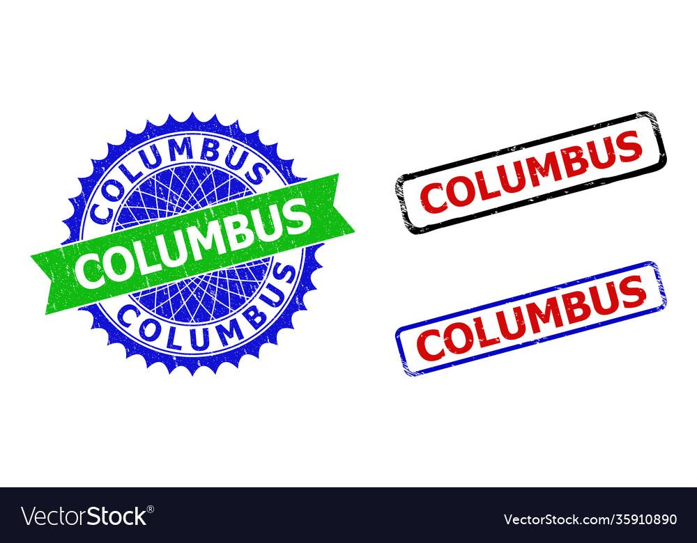 Columbus rosette and rectangle bicolor watermarks Vector Image