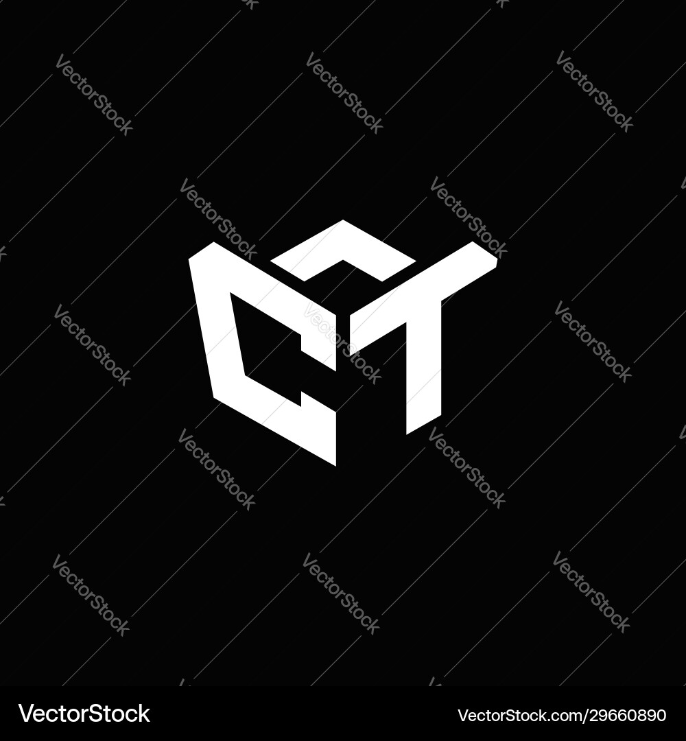 Ct logo monogram with emblem style ribbon design Vector Image