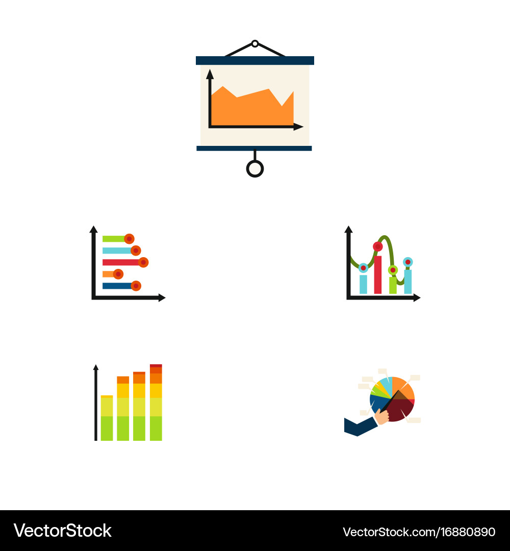 Flat icon chart set of diagram infographic Vector Image
