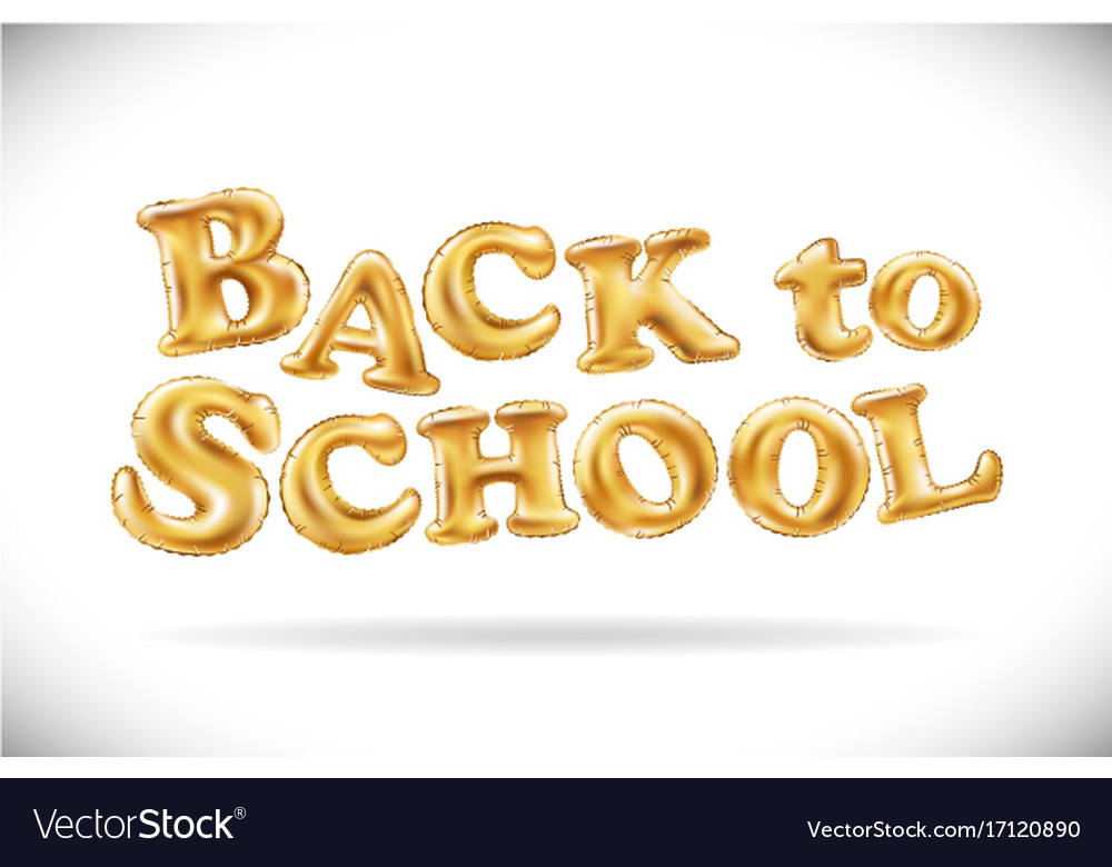 Gold alphabet balloons back to school number Vector Image