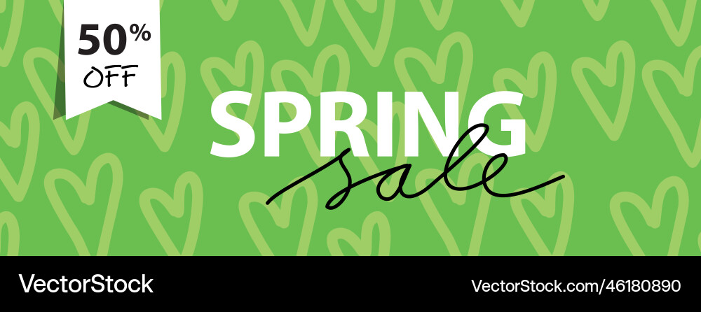 Green banner - spring sale discount Royalty Free Vector