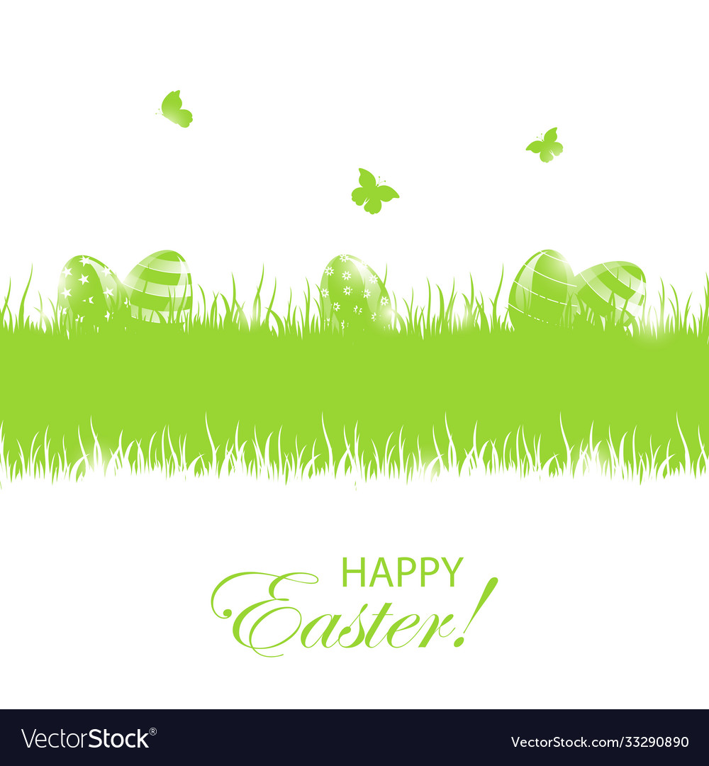 Green easter background with eggs Royalty Free Vector Image