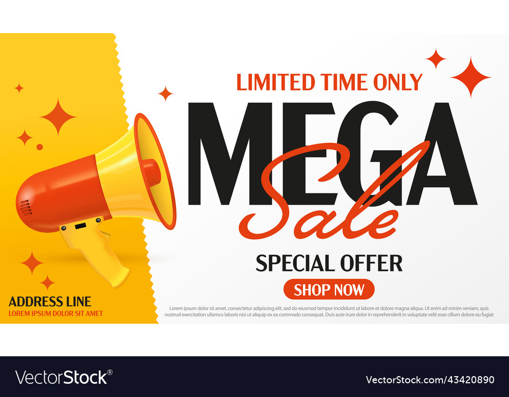 Mega sale announcement limited time special offer Vector Image Mega sale announcement limited time special offer Vector Image