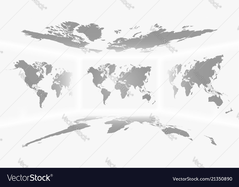 Perspective room and set of all side world map Vector Image