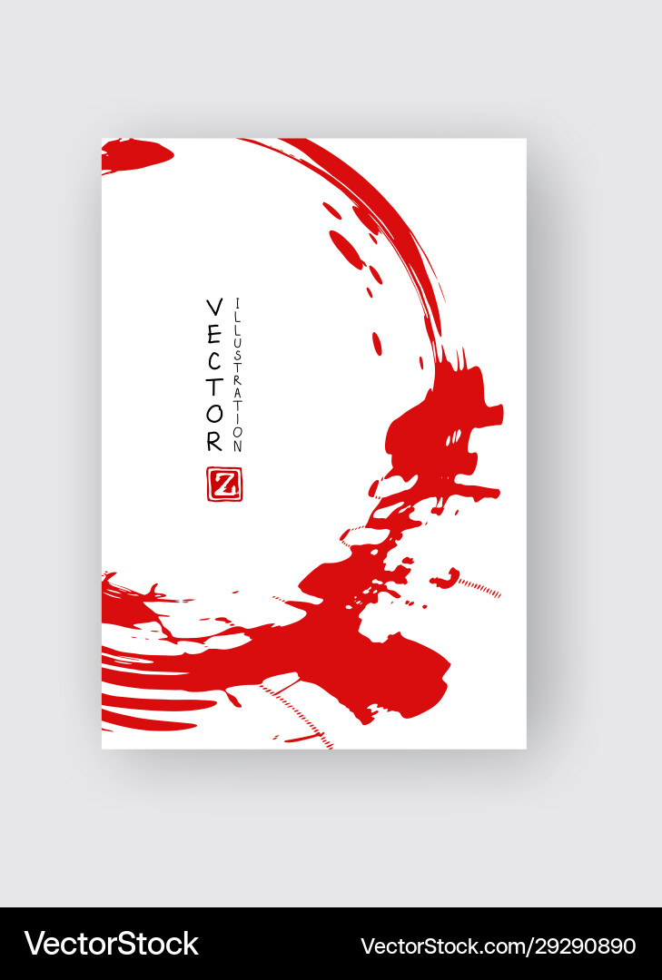 Red ink brush stroke on white background japanese Vector Image