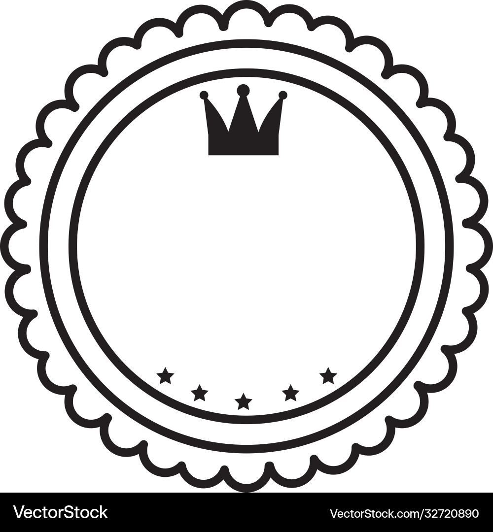 Round sticker with decorative crown icon line Vector Image