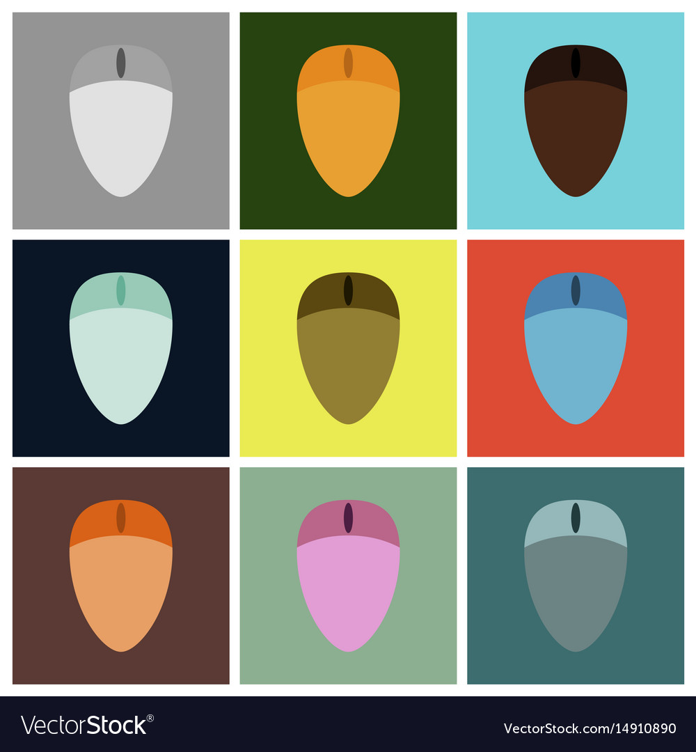 Set icons in flat design computer mouse Royalty Free Vector