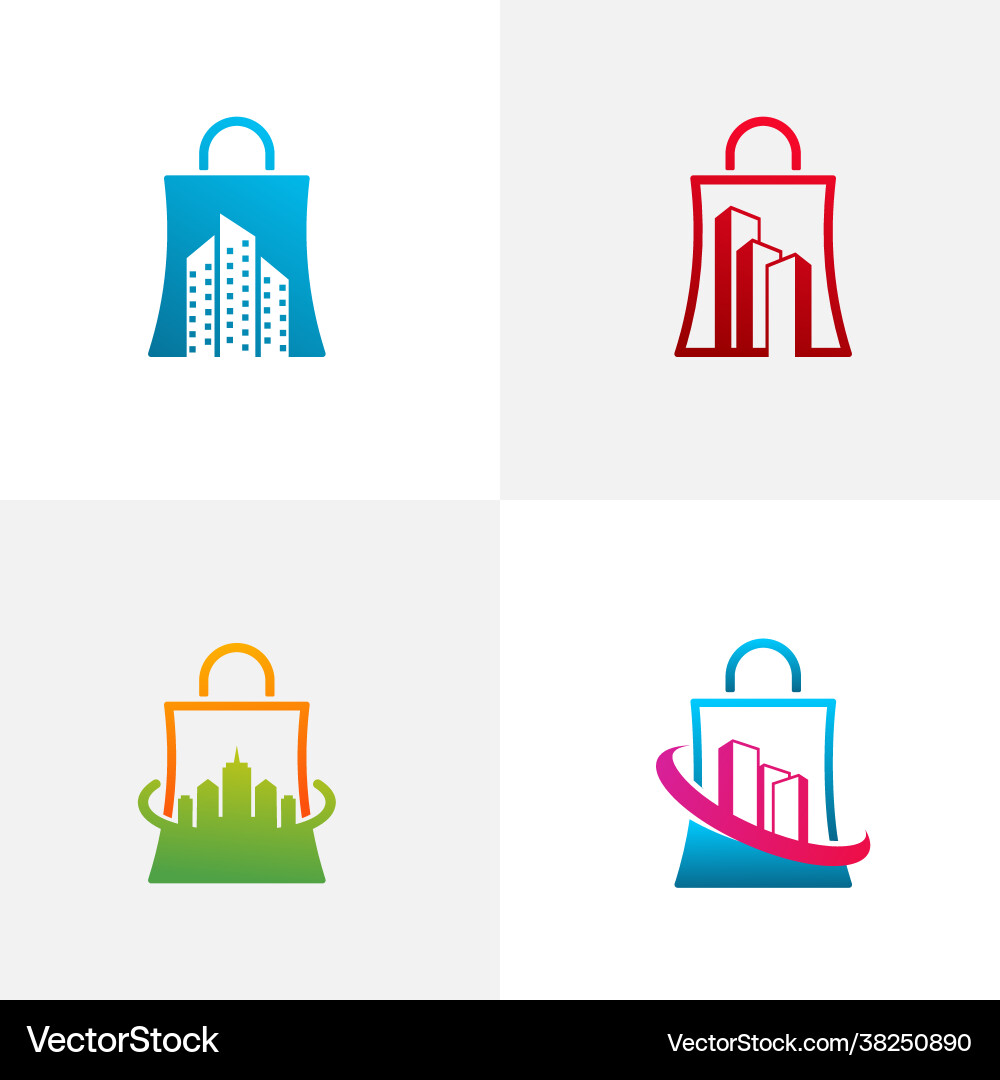 Set shop city logo template creative building Vector Image