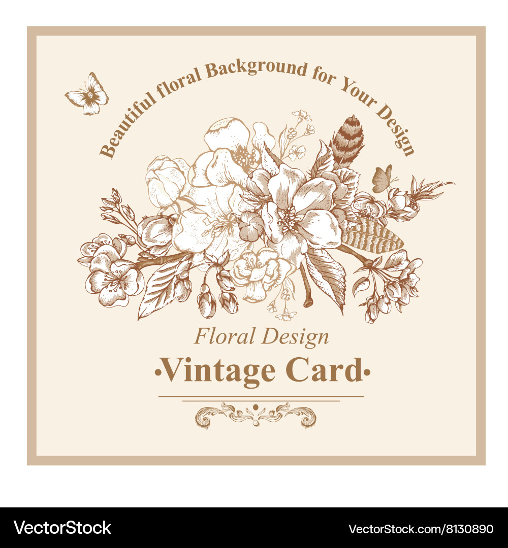 Vintage garden spring greeting card Royalty Free Vector