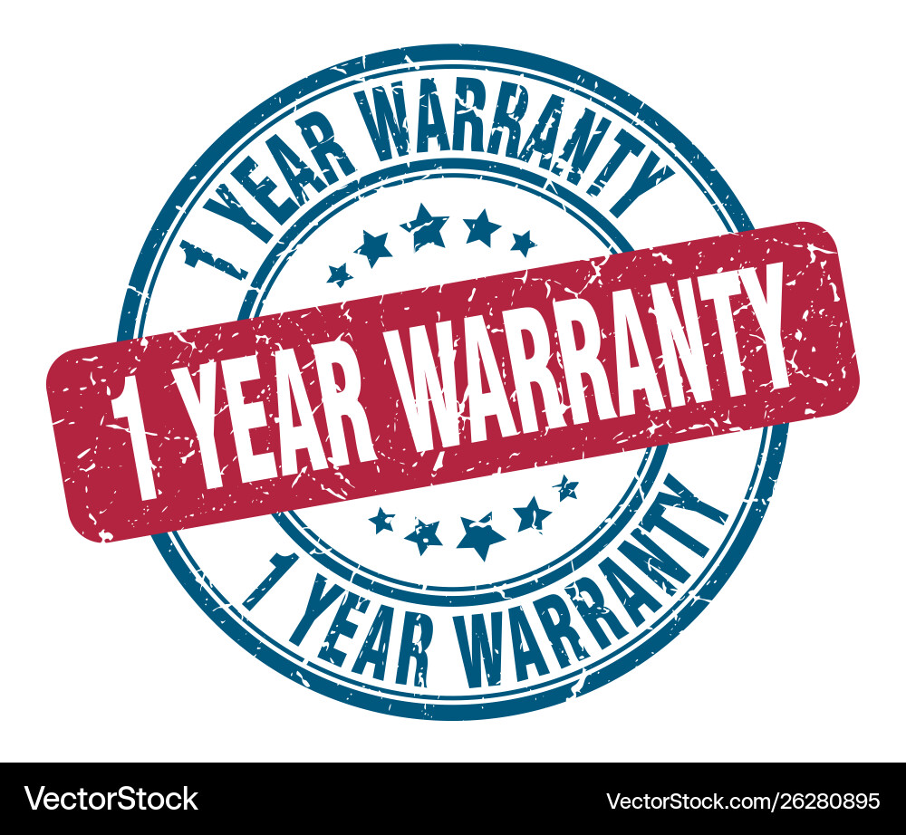 1 year warranty stamp round Royalty Free Vector Image