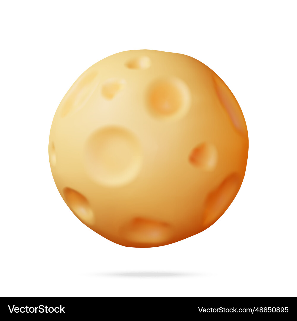 3d cartoon full moon with crater Royalty Free Vector Image