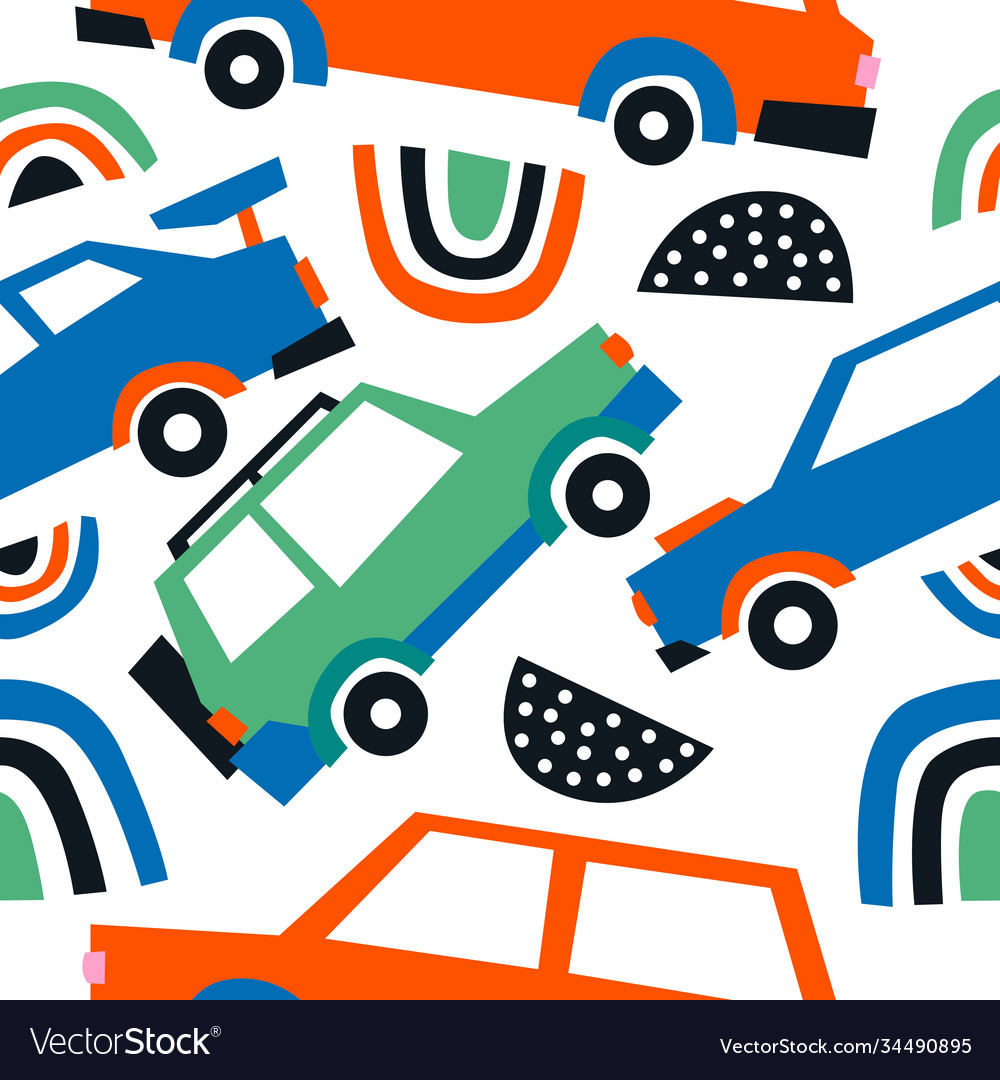 Car abstract shape seamless pattern background Vector Image