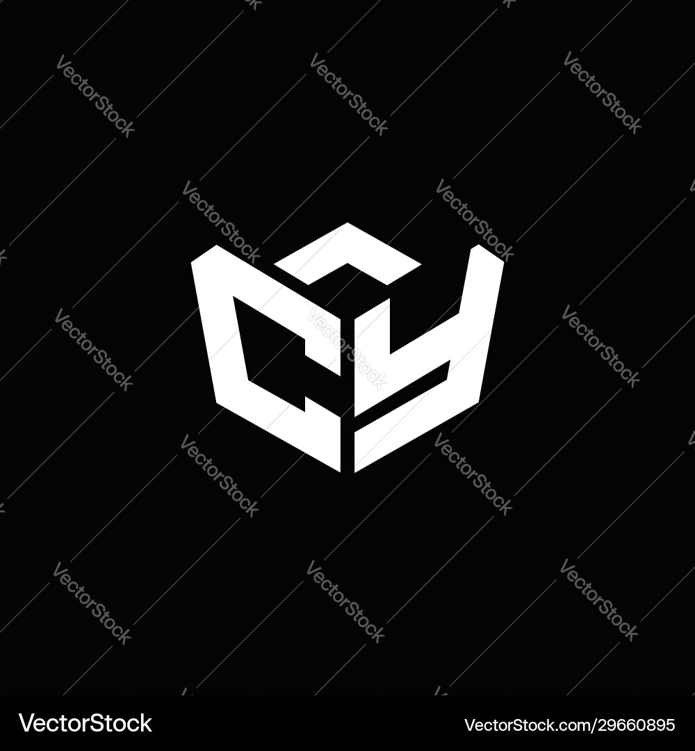 Cy logo monogram with emblem style ribbon design Vector Image