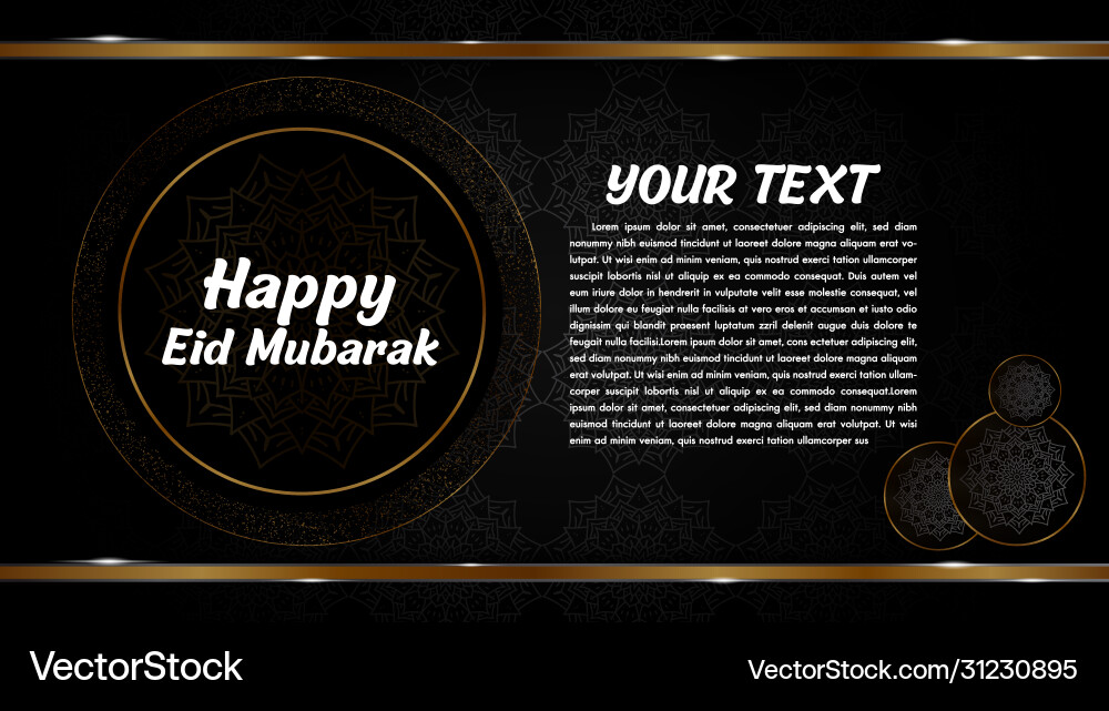 Eid mubarak black and golden background decorative