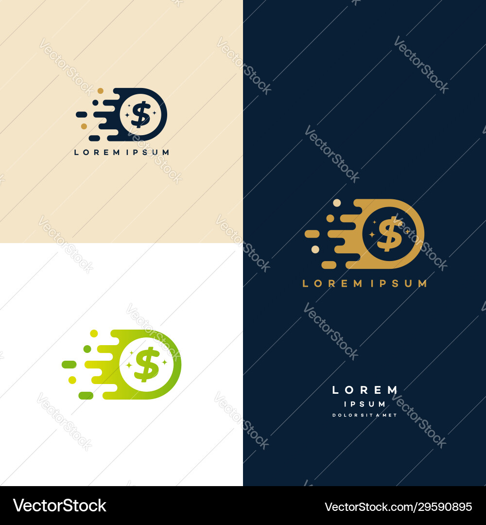Fast coin logo designs concept cash Royalty Free Vector