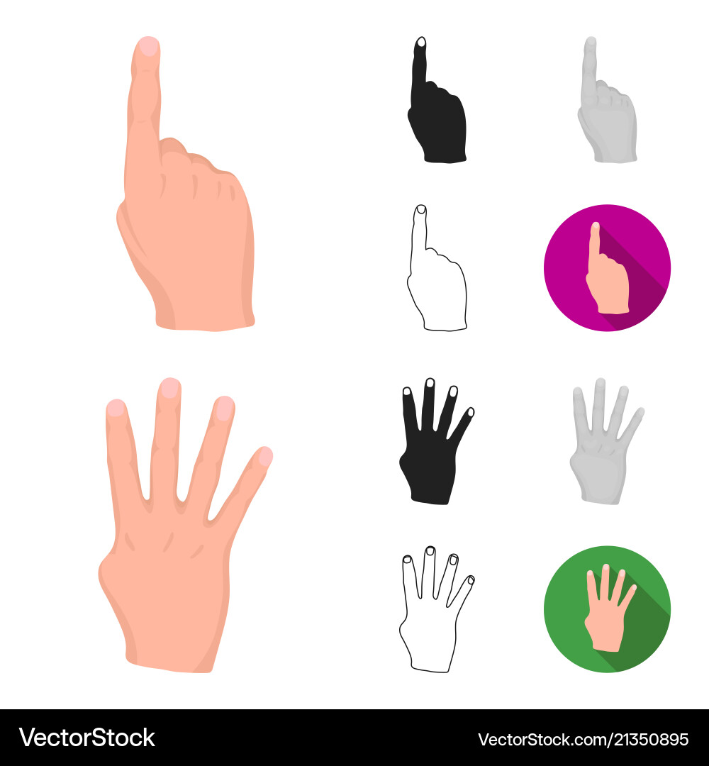 Hand gesture cartoonblackflatmonochromeoutline Vector Image