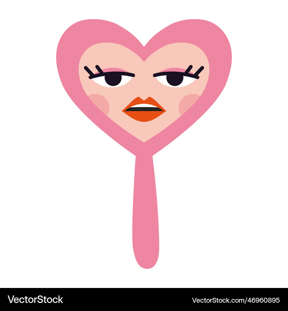 Heart shaped mirror with a reflection of a Vector Image