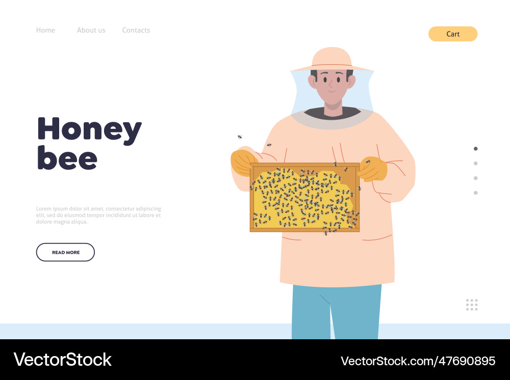 Honey bee landing page design website template Vector Image