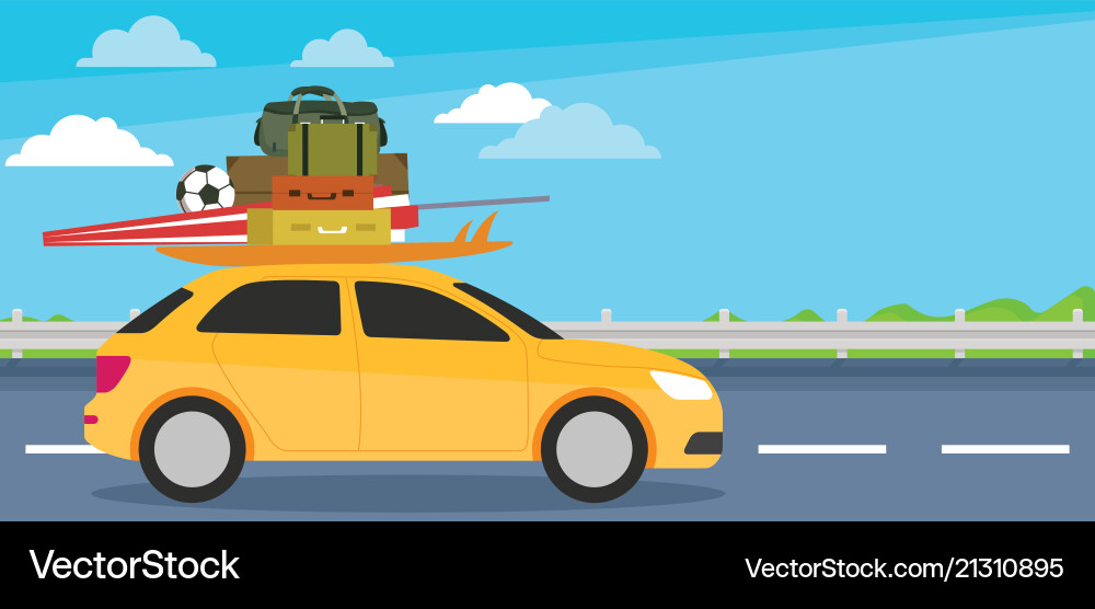 Small car going for holiday welcome vacation Vector Image