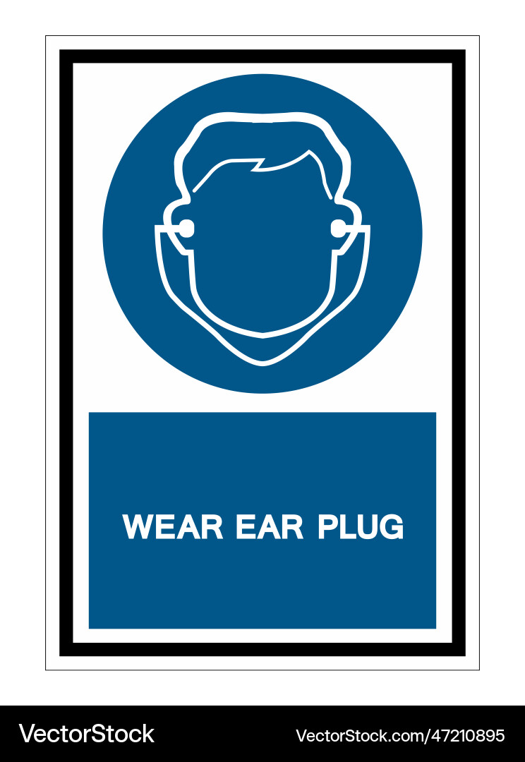 Symbol wear ear plug sign isolate on white Vector Image