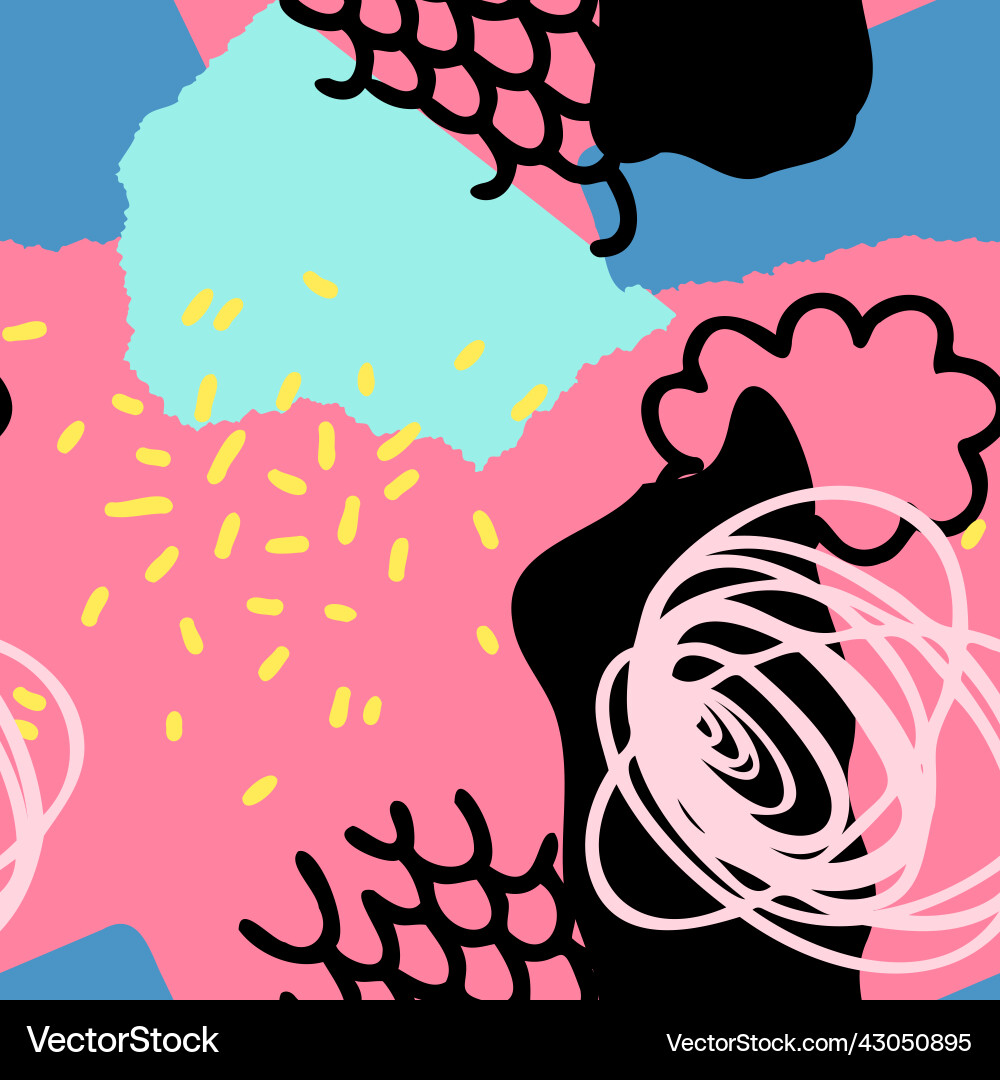 Teenage seamless neon pattern naive style Vector Image