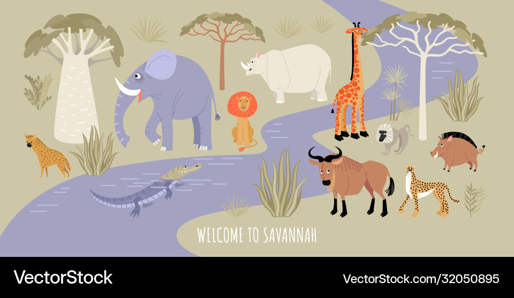 Welcome to savannah banner Royalty Free Vector Image