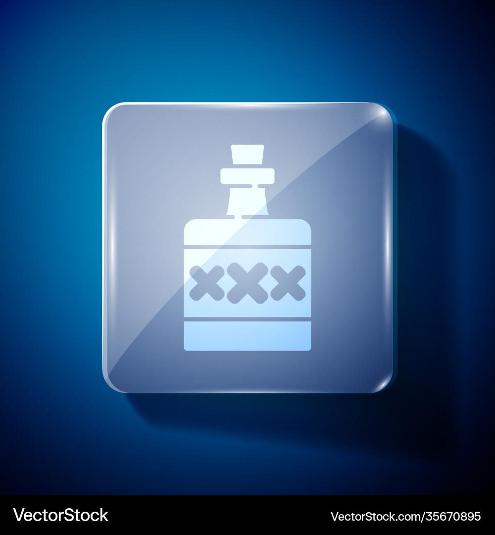 White alcohol drink rum bottle icon isolated Vector Image