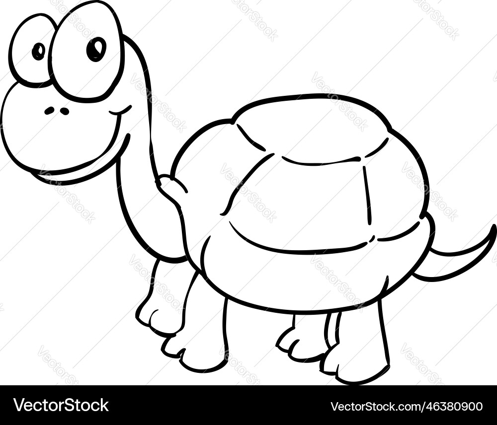 A cartoon turtle for coloring book Royalty Free Vector Image