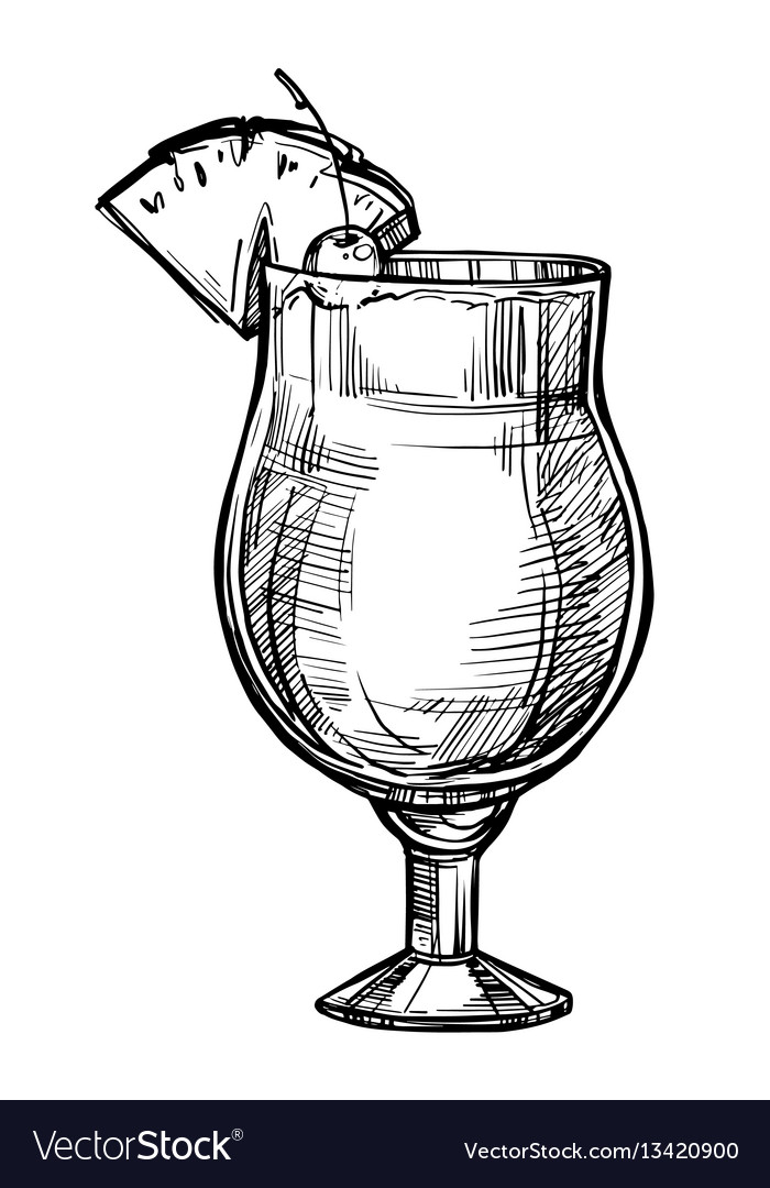 Alcoholic cocktail hand drawn sketch Royalty Free Vector Alcoholic cocktail hand drawn sketch Royalty Free Vector