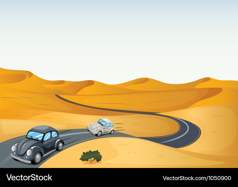 Cars in a desert Royalty Free Vector Image - VectorStock