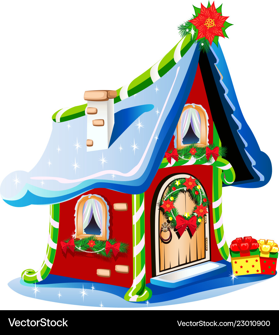 Christmas house with festive decorations Vector Image
