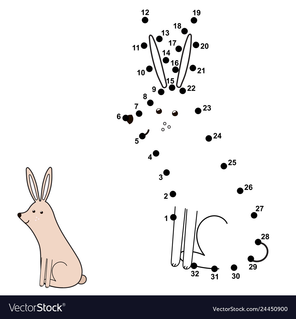 Connect the dots and draw a cute rabbit Royalty Free Vector