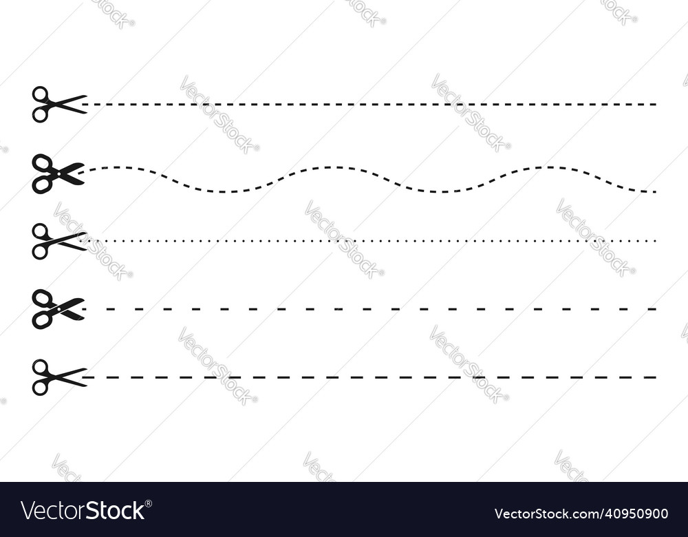 Cut lines and dashed lines scissors icon line Vector Image