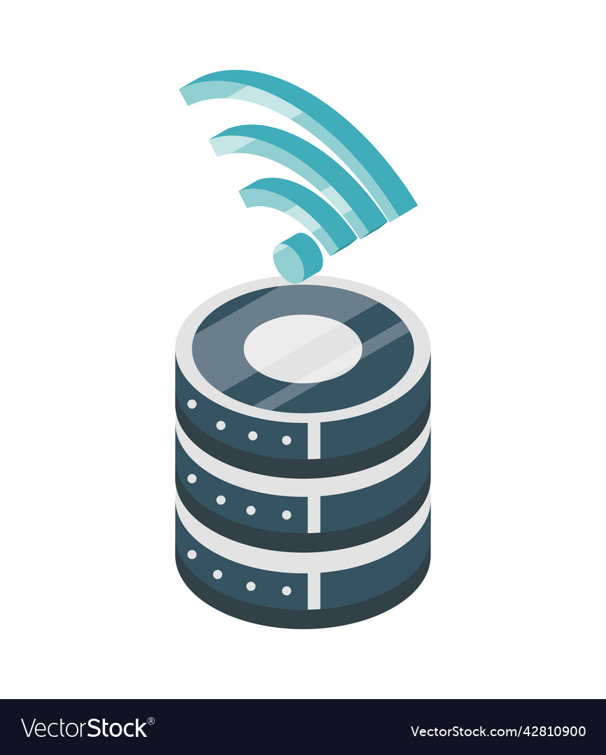 Database server wifi Royalty Free Vector Image