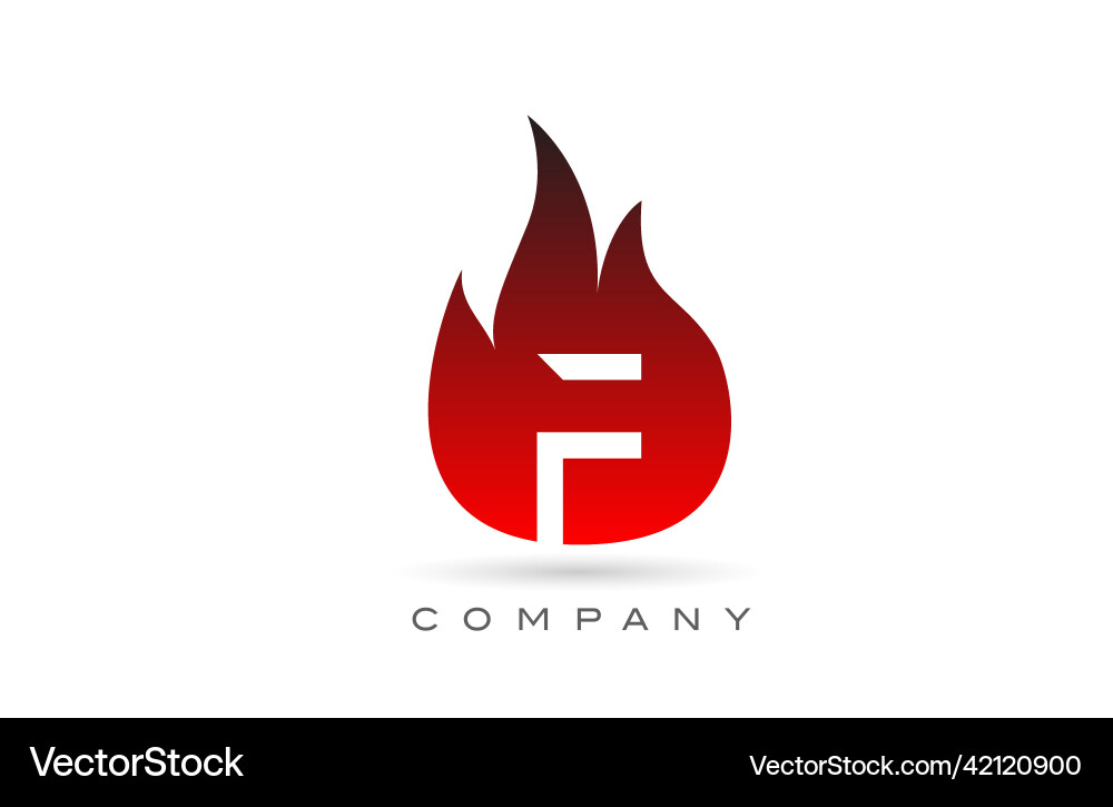 F red fire flames alphabet letter logo design Vector Image