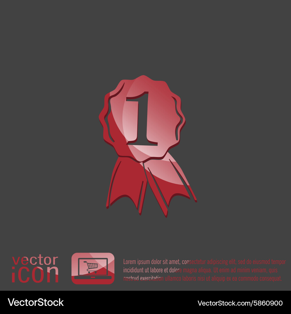 First place ribbon rosette icon victory icon Vector Image