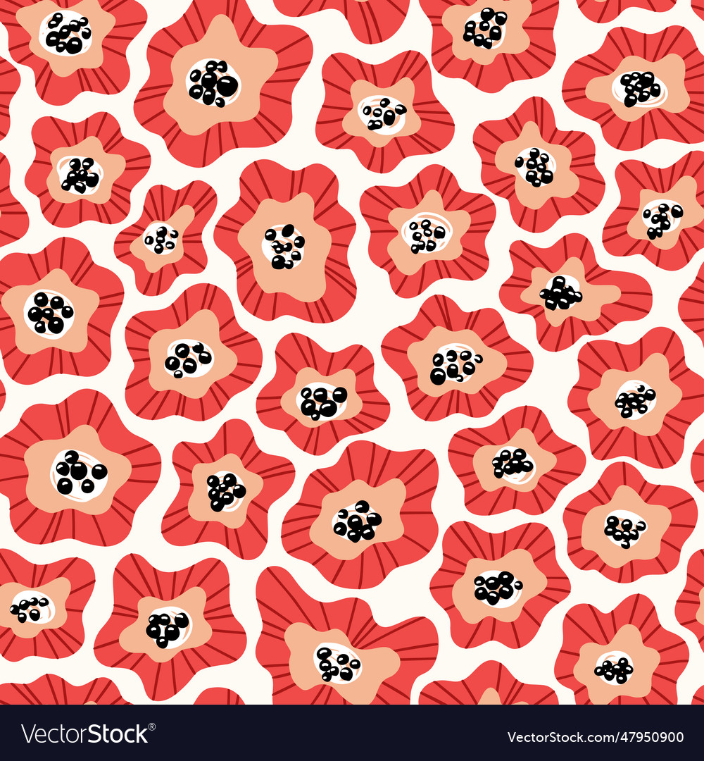 Flowers hand drawn seamless color pattern Vector Image