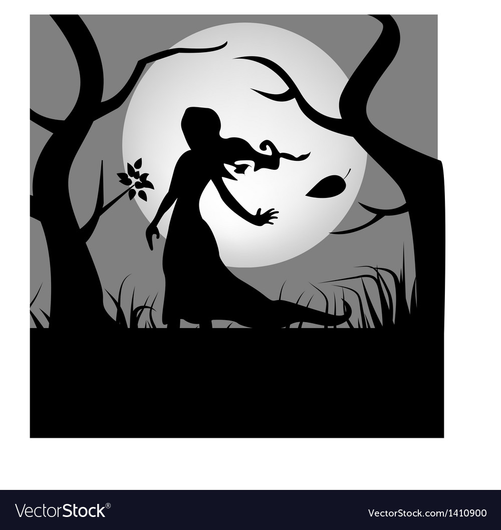 Girl in woods Royalty Free Vector Image - VectorStock